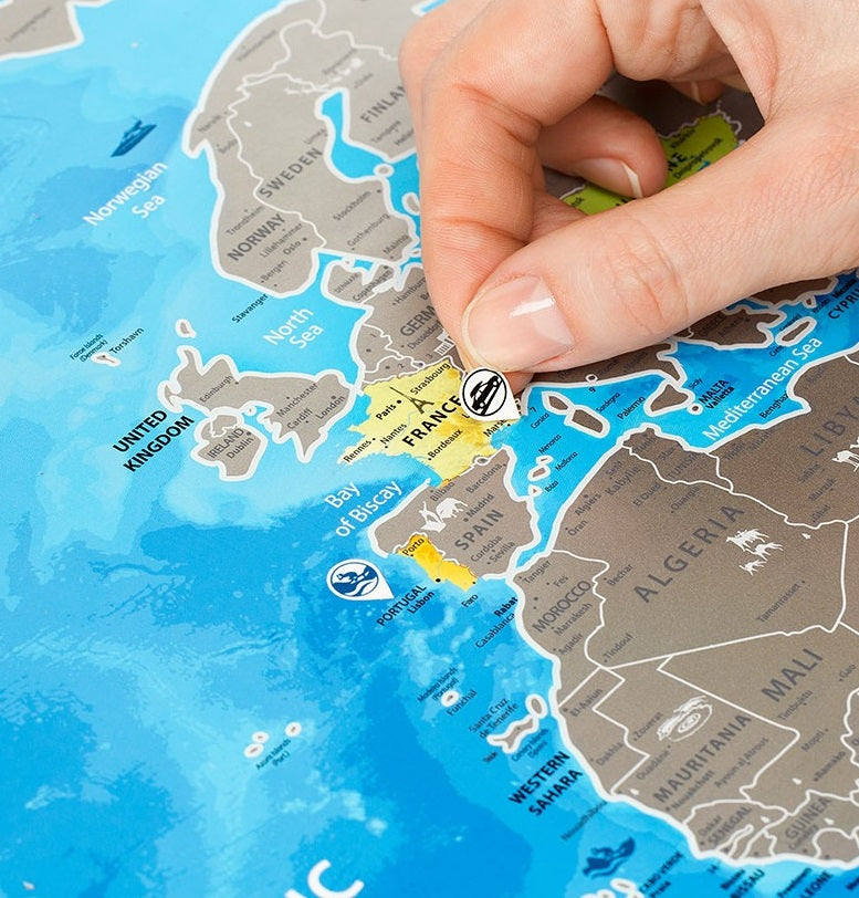 Scratch Off World Map Silver (88 x 62 cm) - DMap factory – DMap Factory